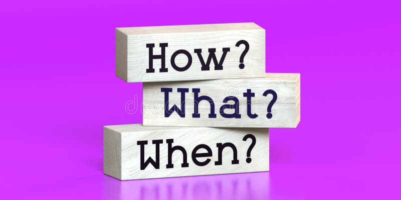 How, What, when - Words on Wooden Blocks Stock Illustration ...