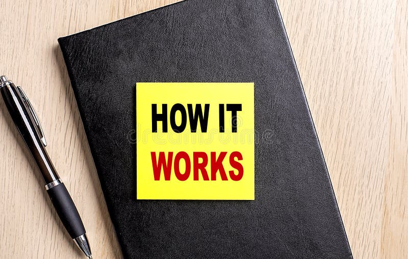 HOW it WORKS Text on a Sticky on Black Notebook with Pen Stock Photo ...