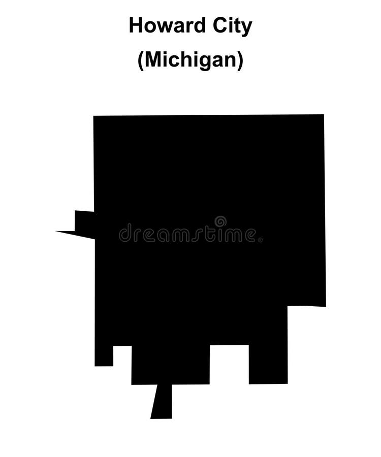 Howard City outline map stock vector. Illustration of region - 387413148