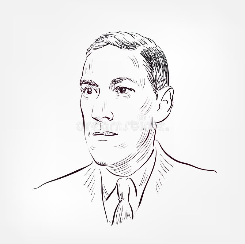 Howard Phillips Lovecraft Vector Sketch Portrait Face Famous Editorial ...