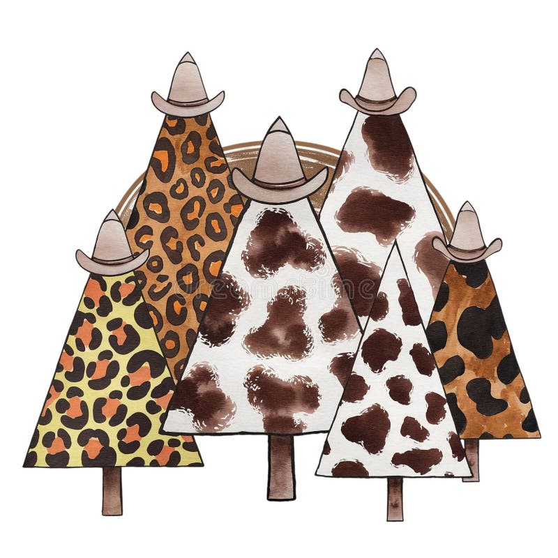 Howdy Christmas Trees. Leopard Design Stock Illustration - Illustration ...