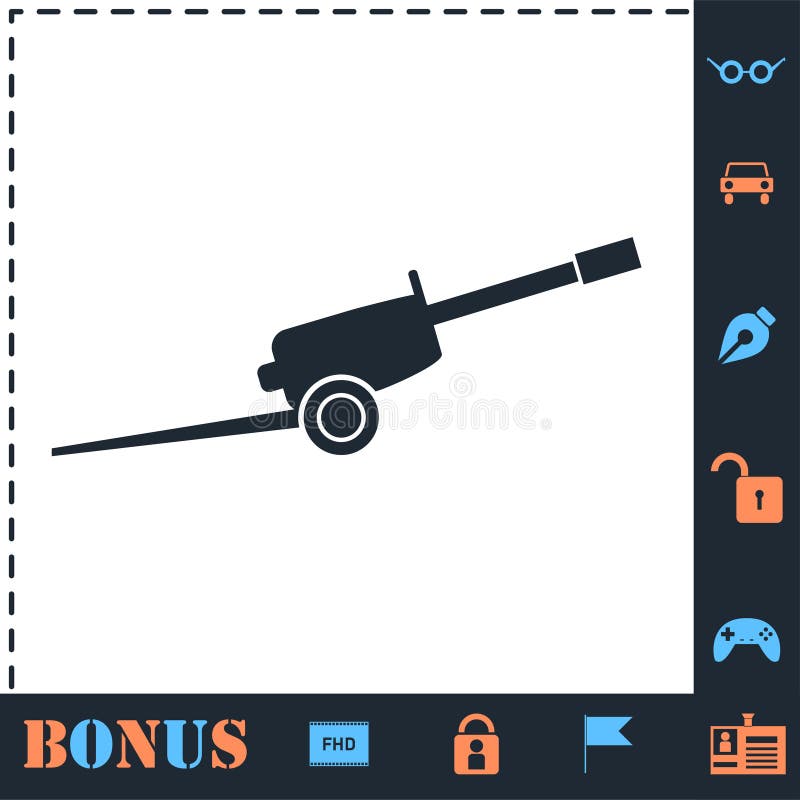 Howitzer icon flat stock vector. Illustration of technology - 145595711