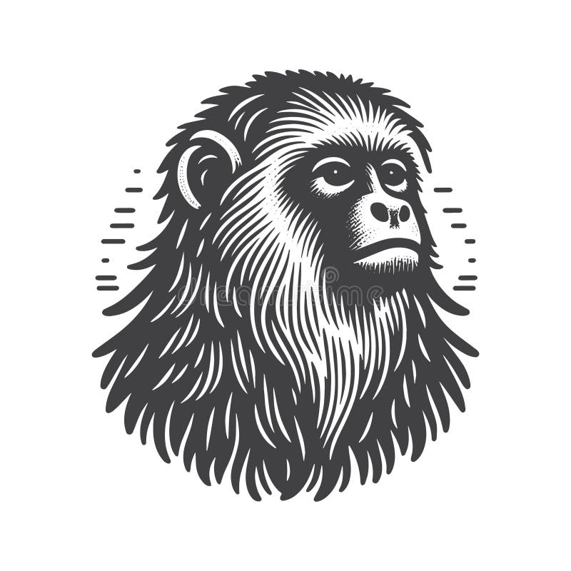 Howler Monkey Close Up Face Vintage Jungle Tier Gravur Vector ...