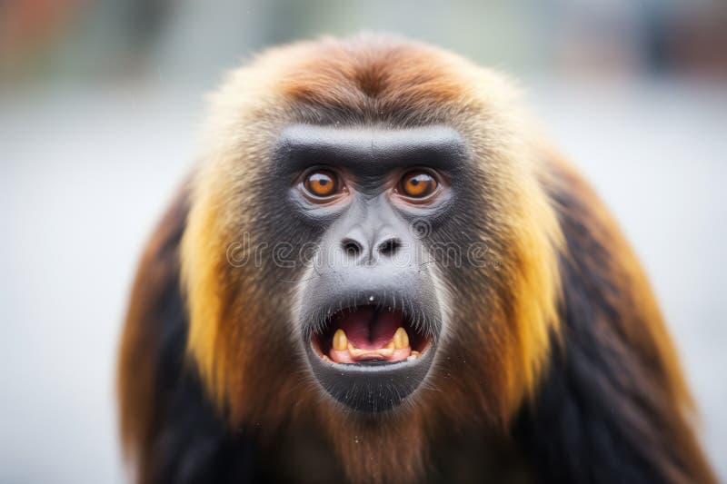 Howler Monkey with Intense Eyes while Vocalizing Stock Image - Image of ...