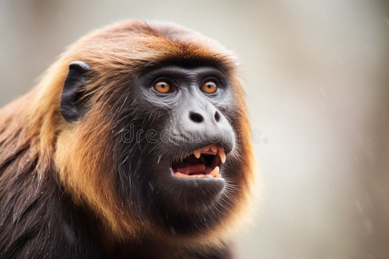 Howler Monkey with Intense Eyes while Vocalizing Stock Photo - Image of ...