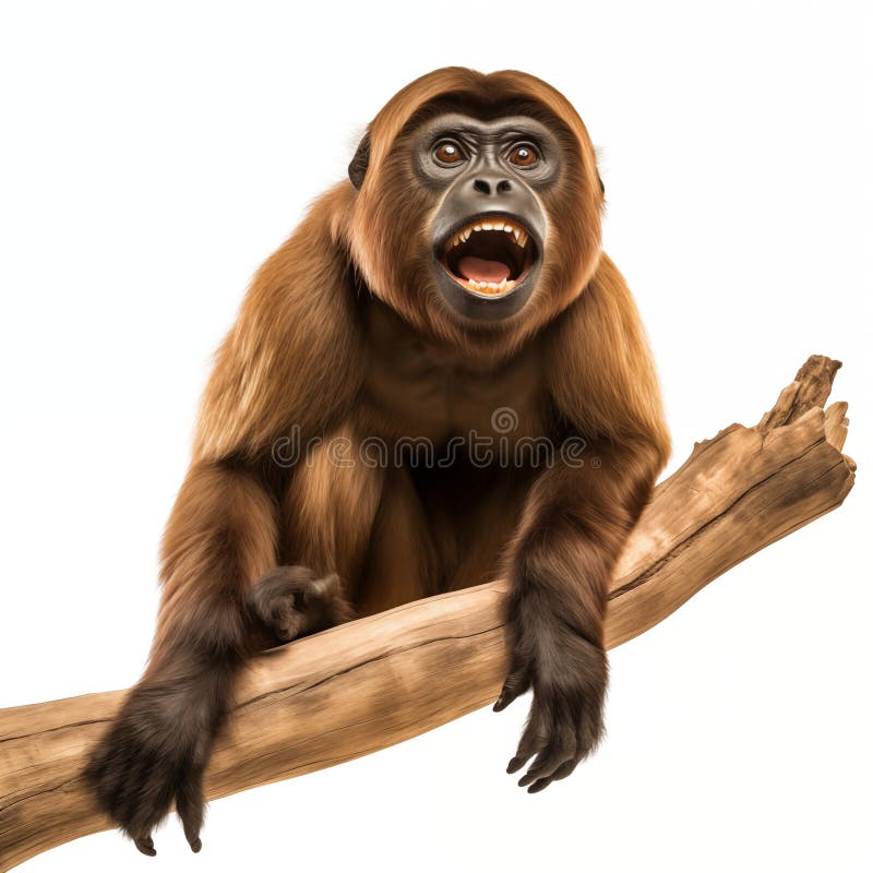 Howler Monkey Screaming on a Tree Branch Stock Illustration ...