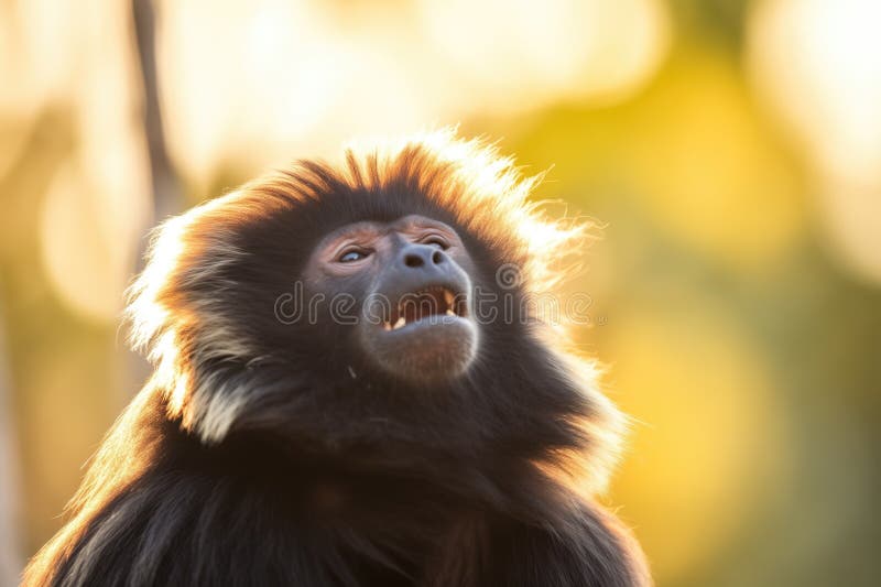 Howler Monkey Shaking Head while Calling at Sunrise Stock Image - Image ...