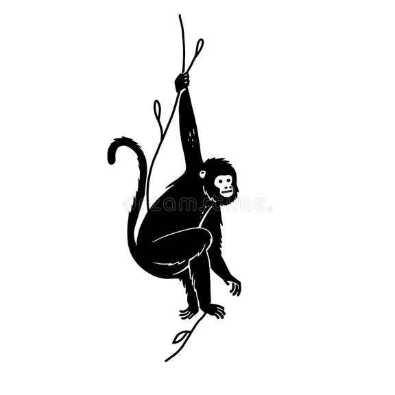 Howler Monkey. Howler Monkey Simple Black and White Line Art Vector ...