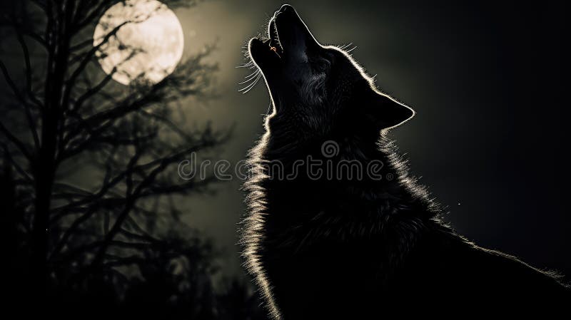 Howling grey wolf stock illustration. Illustration of moon - 373558372