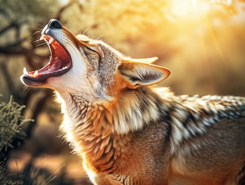 Ai Generated Illustration Wildlife Concept of Howling Jackal Stock ...