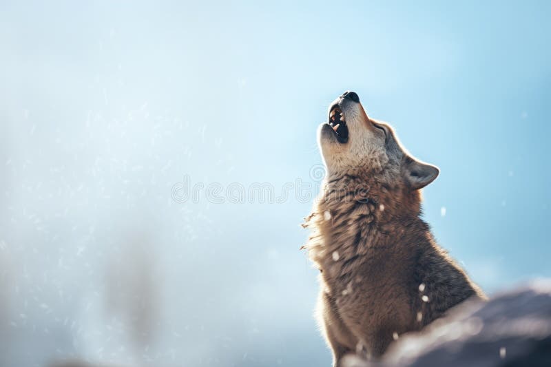 Howling Wolf with Breath Visible in Cold Air Stock Illustration ...