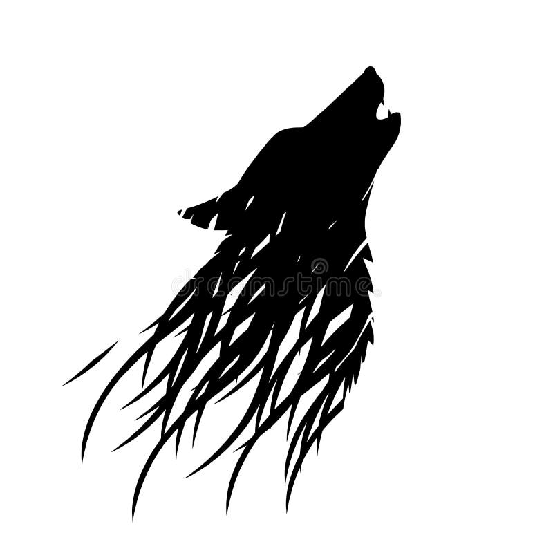 Howling Wolf Head Silhouette Stock Vector - Illustration of line ...