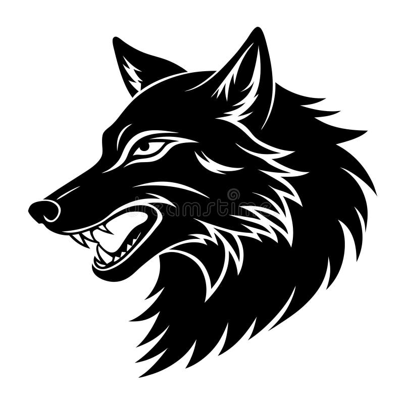 Howling Wolf Head Vector Silhouette Art Illustration Stock Vector ...