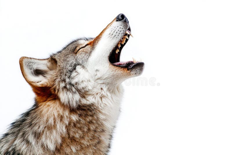Howling Wolf Isolated on White Background Stock Photo - Image of ...