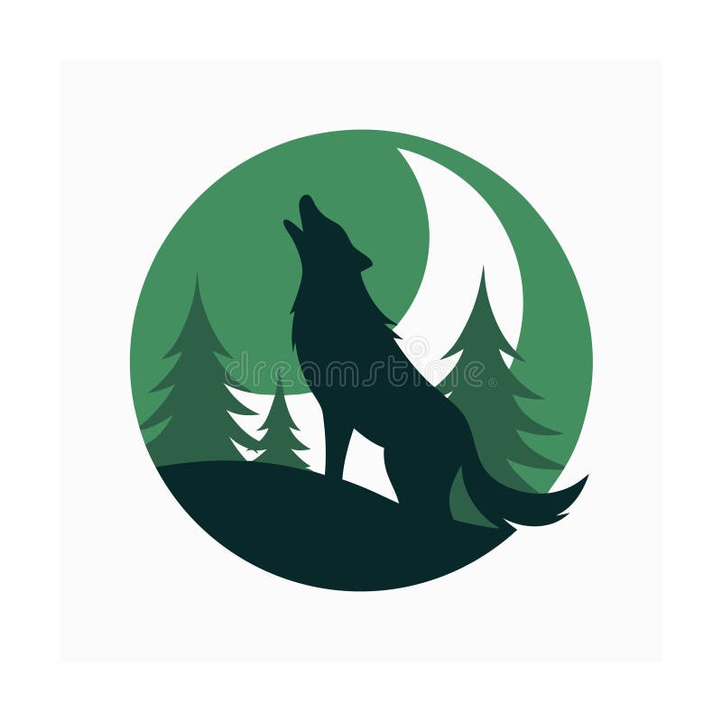 Howling Wolf Logo with Abstract Forest Elements Stock Illustration ...