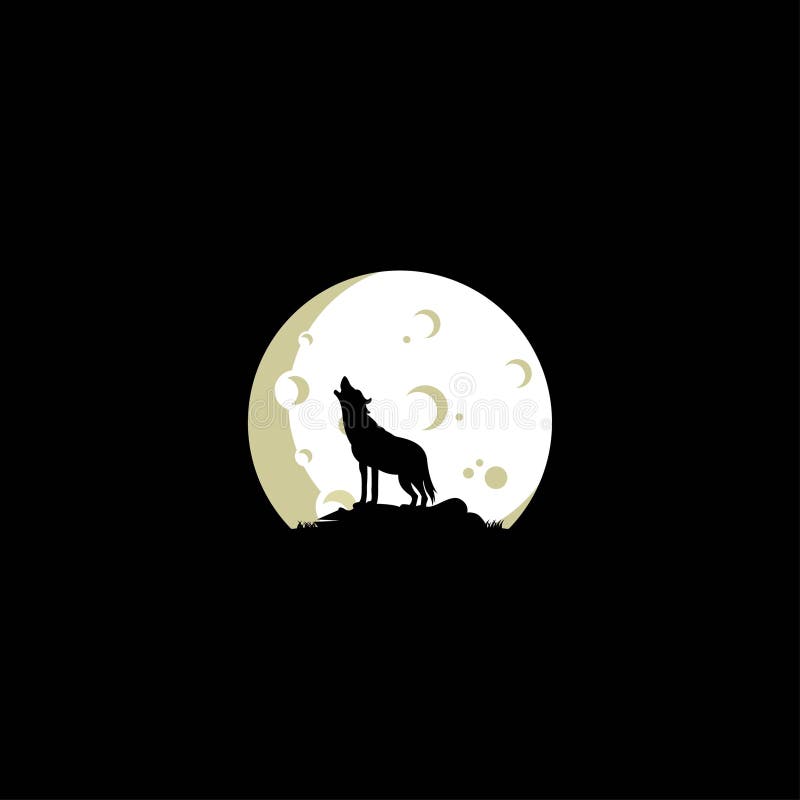 Howling Wolf with Moon Logo Vector Graphics Stock Vector - Illustration ...