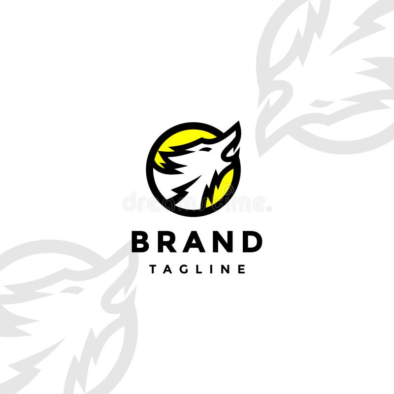 Howling Wolf Silhouette Line Logo Design Stock Vector - Illustration of ...