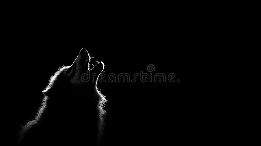 Howling Wolf Silhouette Night, Wilderness Dramatic Poster Stock ...
