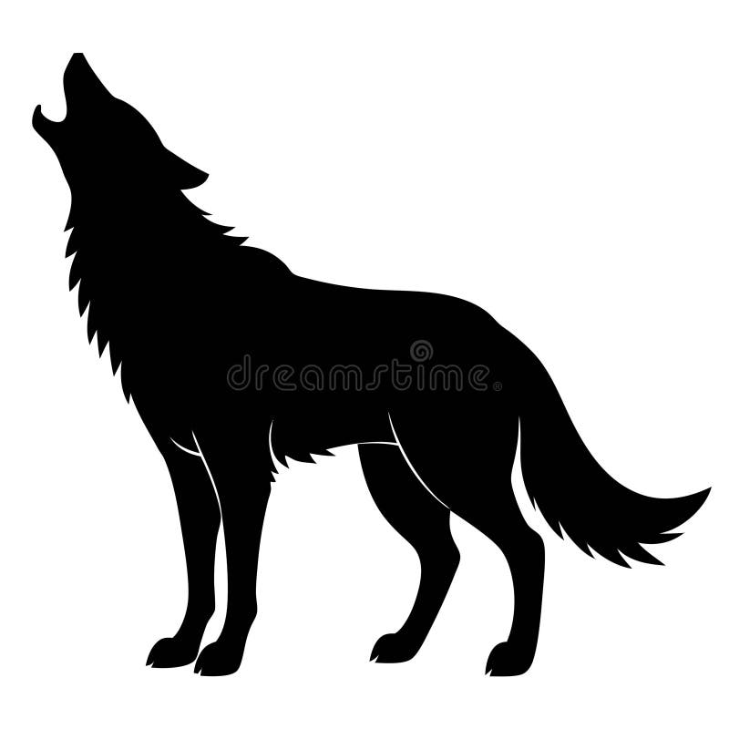 Howling Wolf Silhouette stock illustration. Illustration of wildlife ...