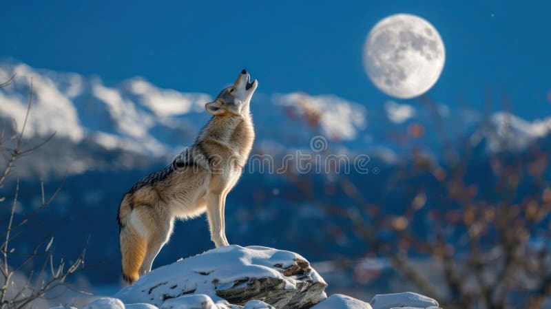 Howling Wolf on Top of the Mountain. a Wolf Howl Stock Illustration ...