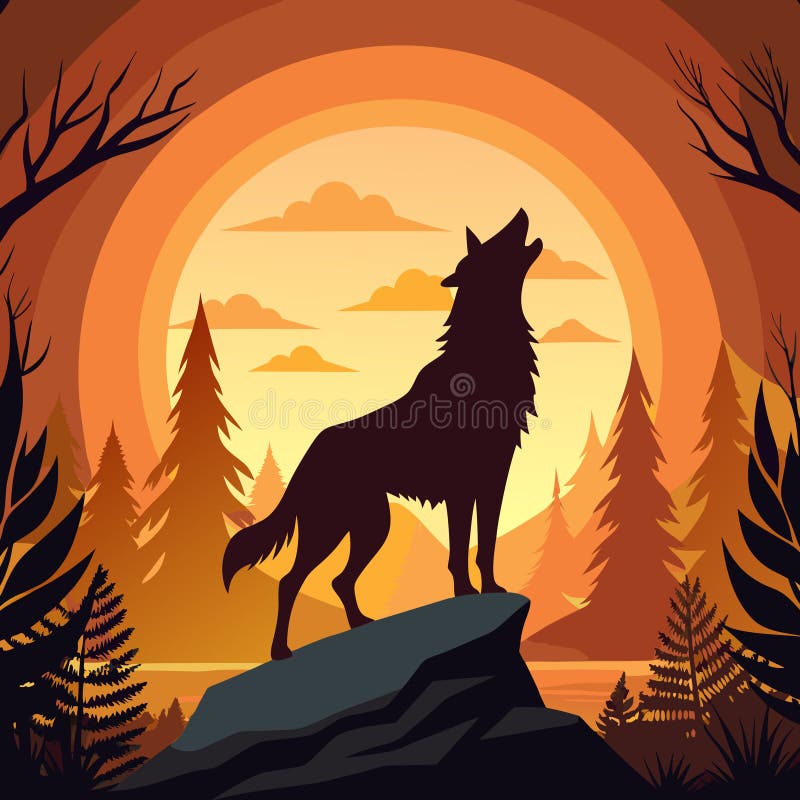 Howling Wolf Silhouette Vector Art and Illustration Stock Vector ...