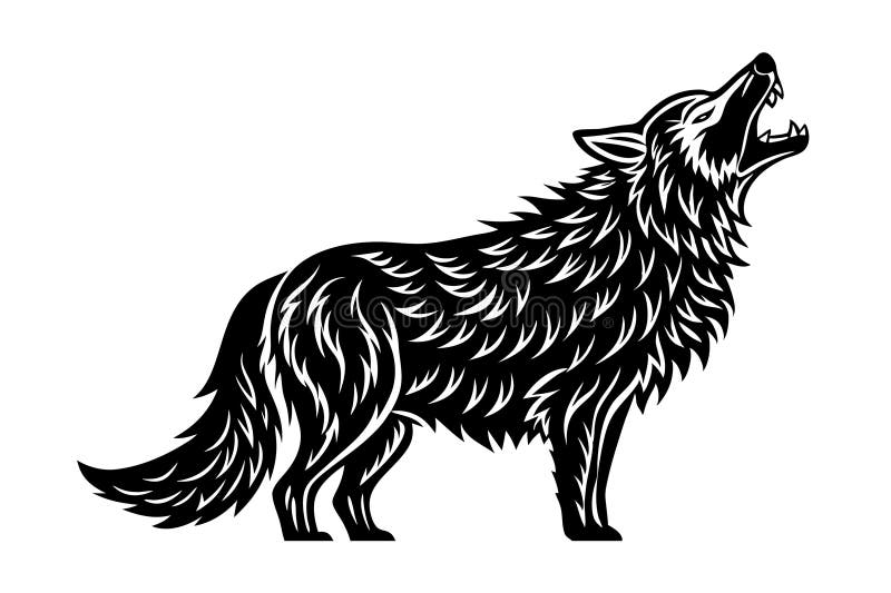 Howling Wolf Vector Art Illustration Stock Illustration - Illustration ...