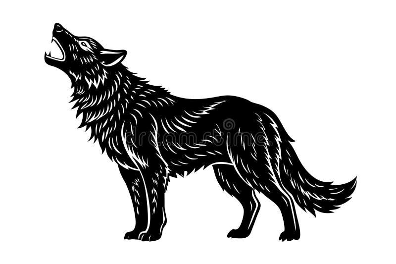 Howling Wolf Vector Art Illustration Stock Illustration - Illustration ...