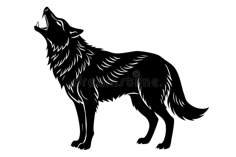 Howling Wolf Vector Silhouette Bundle Set Stock Vector - Illustration ...