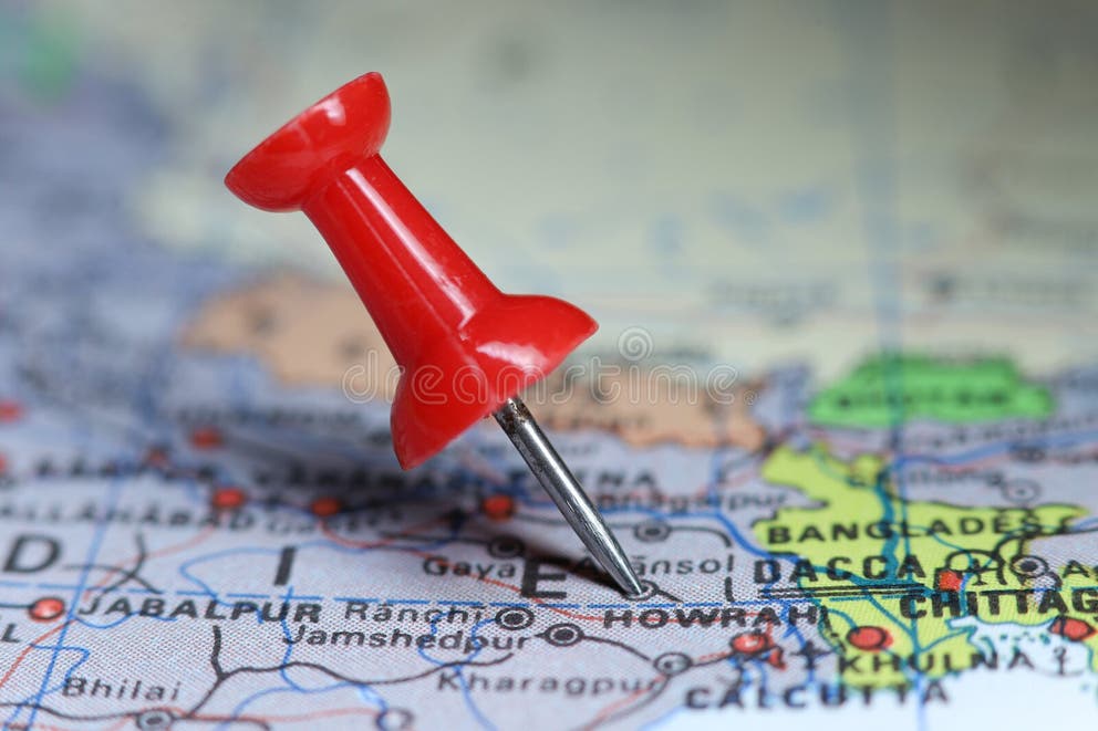 Howrah, India pin on map stock image. Image of guidance - 367293333