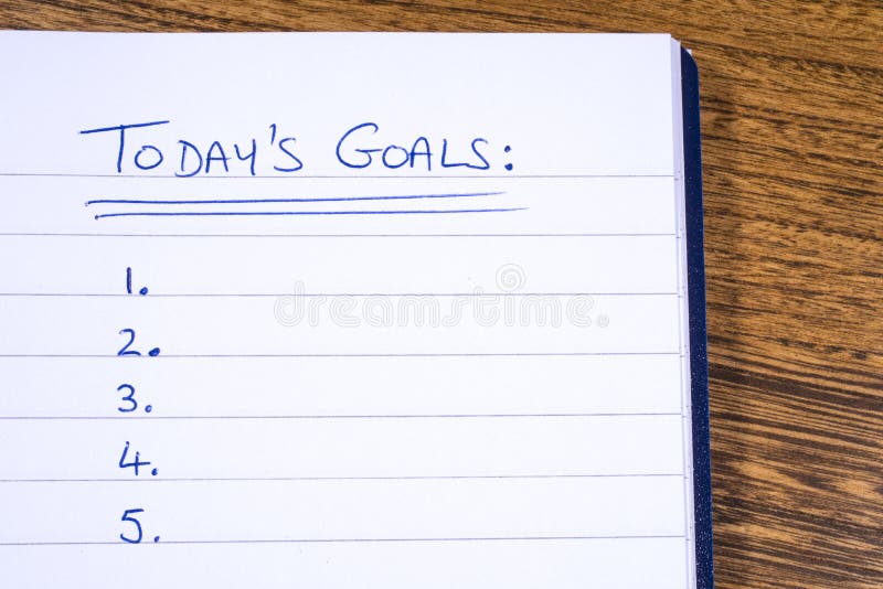 Lista de metas de hoy foto de archivo. Imagen de comportamiento - 83831350