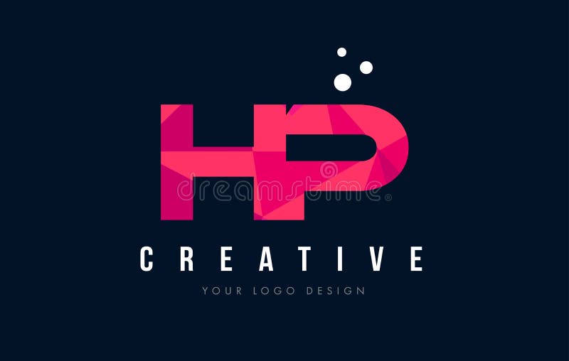 HP H P Letter Logo with Purple Low Poly Pink Triangles Concept Stock ...