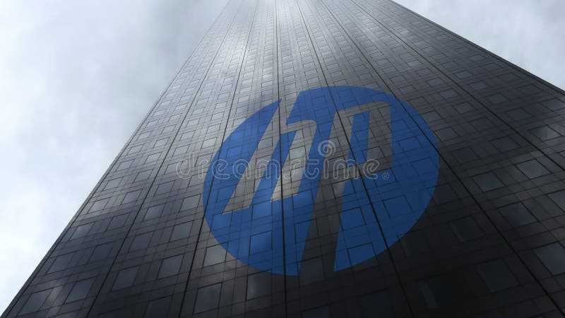 HP Inc. Logo on a Skyscraper Facade Reflecting Clouds. Editorial 3D ...