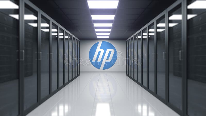 HEWLETT-PACKARD COMPANY Logo in the Server Room, Editorial 3D Rendering ...