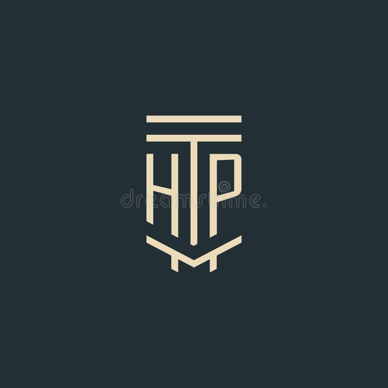 HP Initial Monogram with Simple Line Art Pillar Logo Designs Stock ...