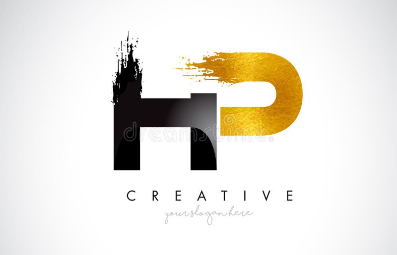 HP Letter Design with Brush Stroke and Modern 3D Look Stock Vector ...