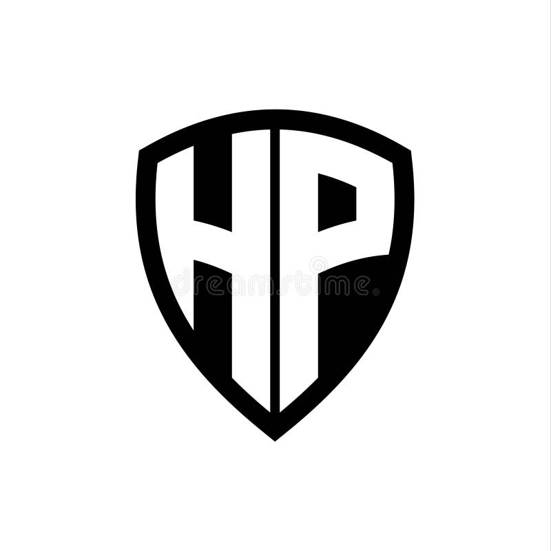 HP Monogram Logo with Bold Letters Shield Shape with Black and White ...