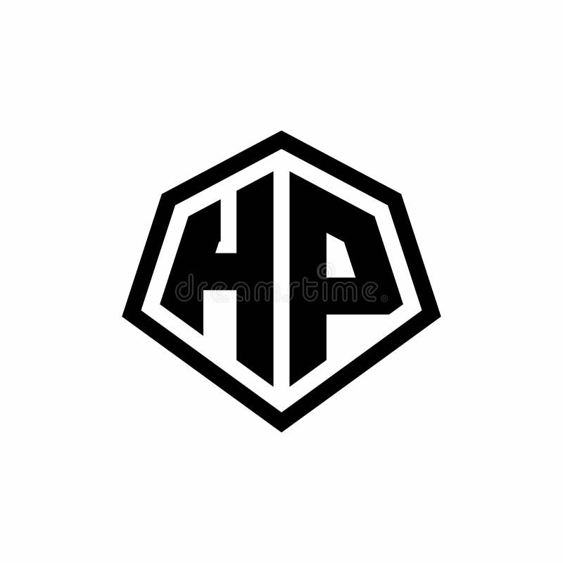 HP Monogram Logo with Hexagon Shape and Line Rounded Style Design ...