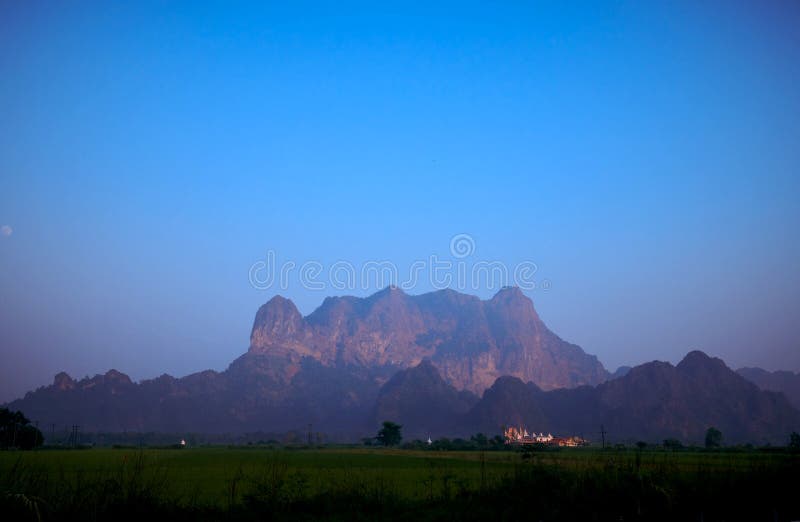Mountain Range in Hpa an Myanmar Stock Photo - Image of religious ...