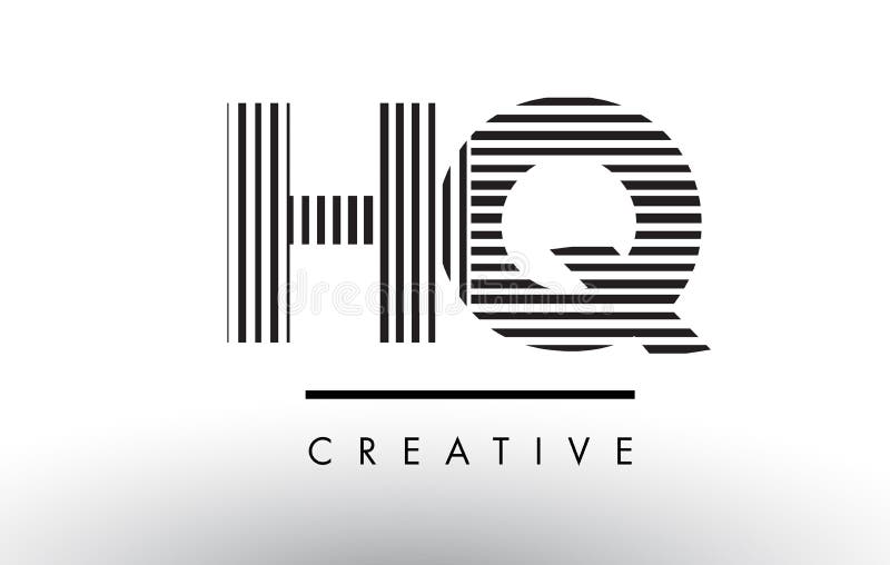 HQ H Q Black and White Lines Letter Logo Design. Stock Vector ...
