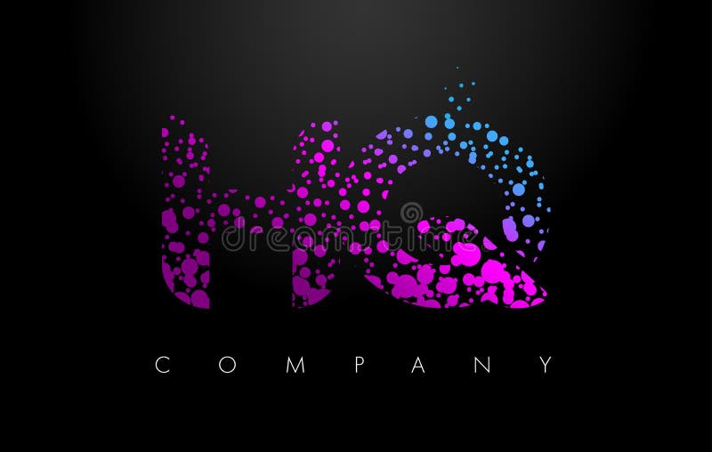 HQ H Q Letter Logo with Purple Particles and Bubble Dots Stock Vector ...
