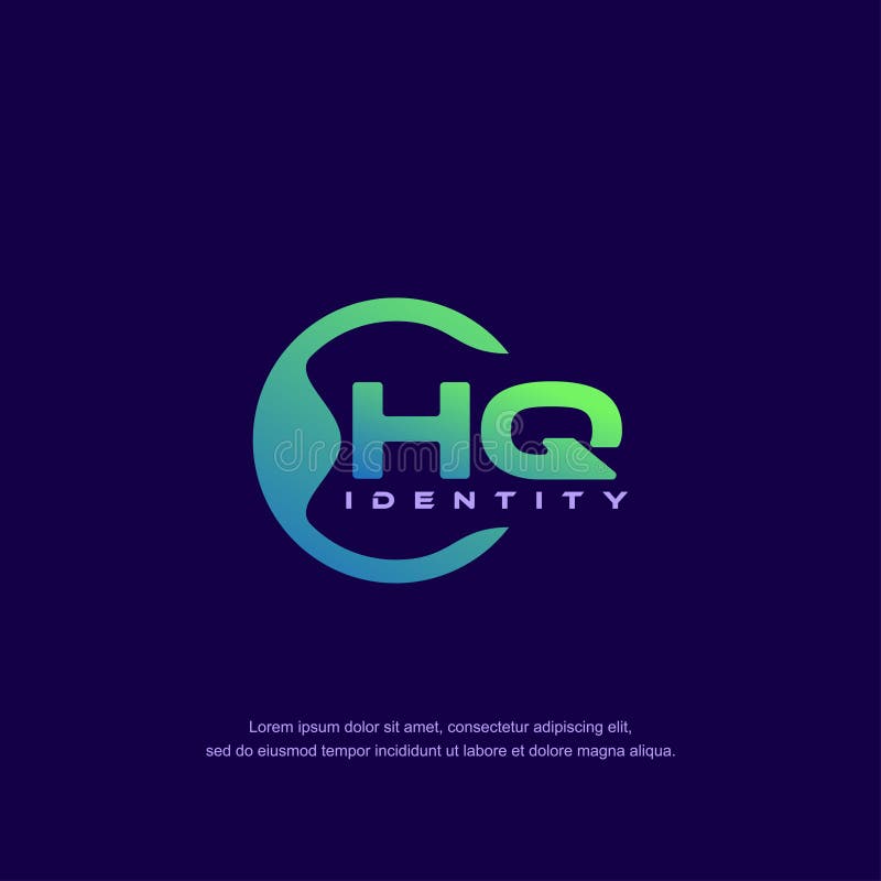 HQ Initial Letter Circular Line Logo Template Vector with Gradient ...