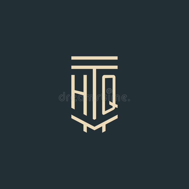 HQ Initial Monogram with Simple Line Art Pillar Logo Designs Stock ...