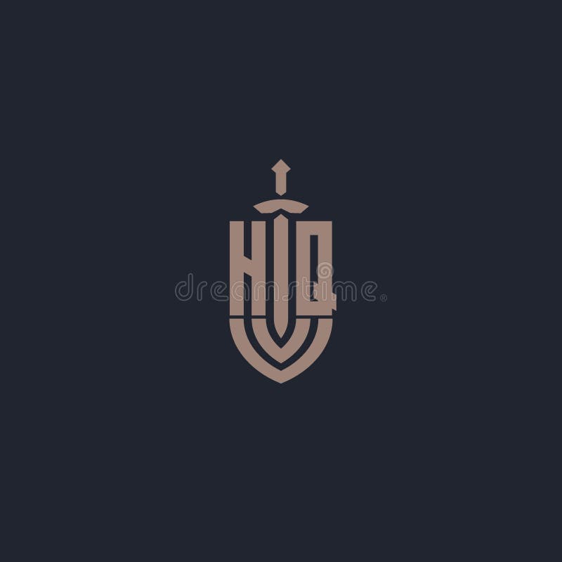 HQ Logo Monogram with Sword and Shield Style Design Template Stock ...