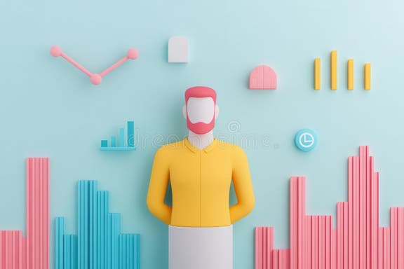 HR Data Analysis, Employee Icons and Statistical Graphs, 3D ...