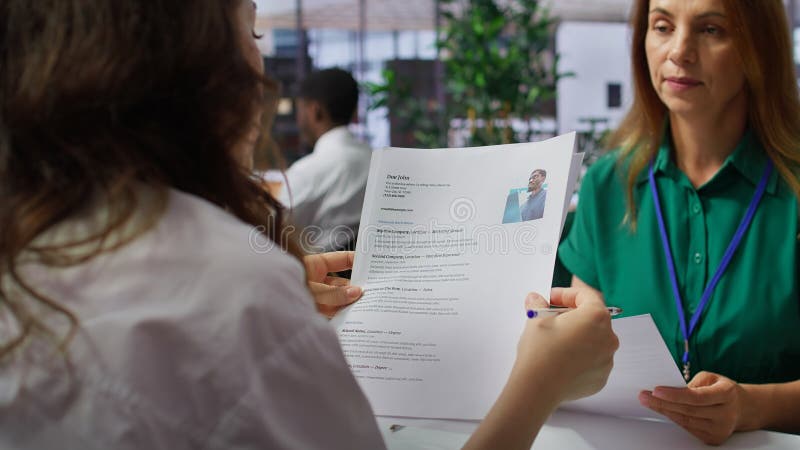 HR Employers Analyzing Candidate CV after the Job Interview Stock Photo ...