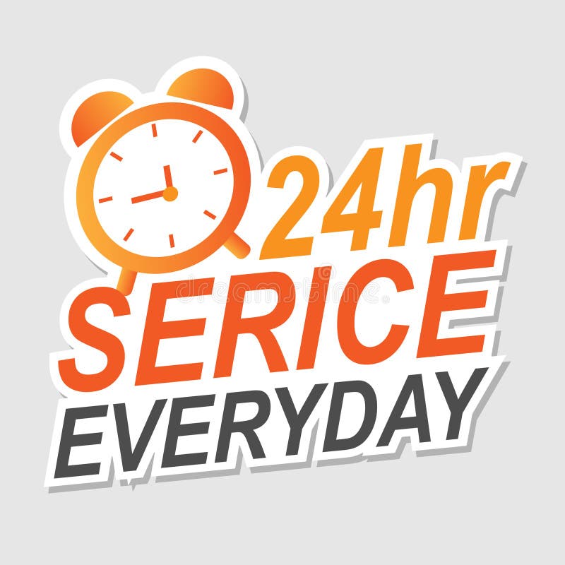 24hr Everyday Service Sticker Assistance Art Design Stock Vector ...