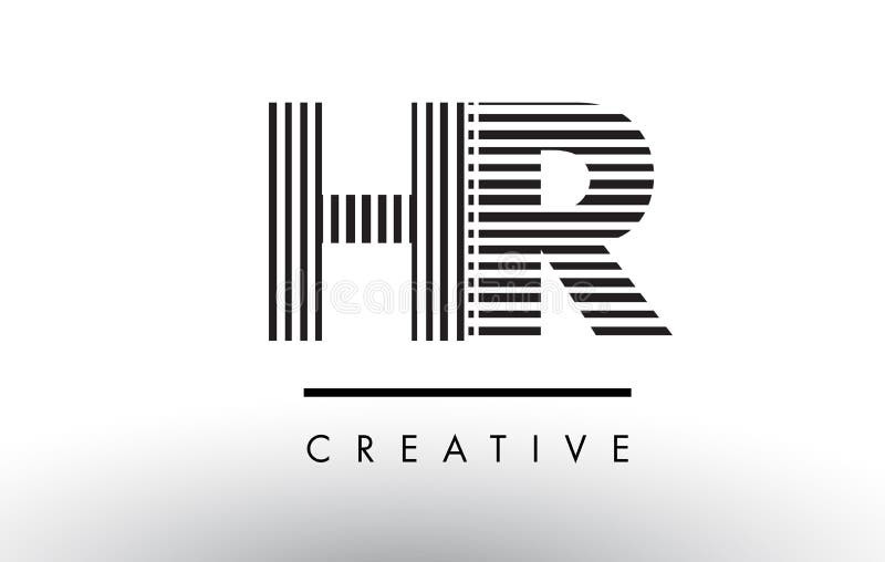 HR H R Black and White Lines Letter Logo Design. Stock Vector ...
