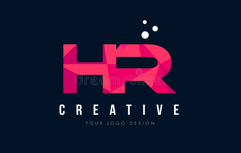 HR H R Letter Logo with Purple Low Poly Pink Triangles Concept Stock ...