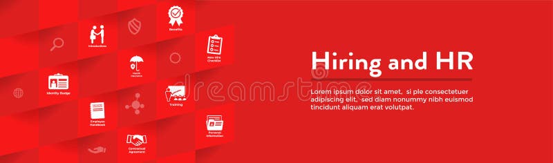 HR and Hiring Process Icon Set & Web Header Banner Stock Vector ...