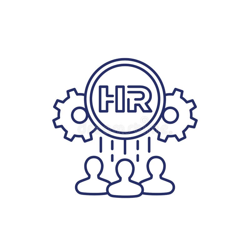HR, Human Resource Line Icon on White Stock Vector - Illustration of ...